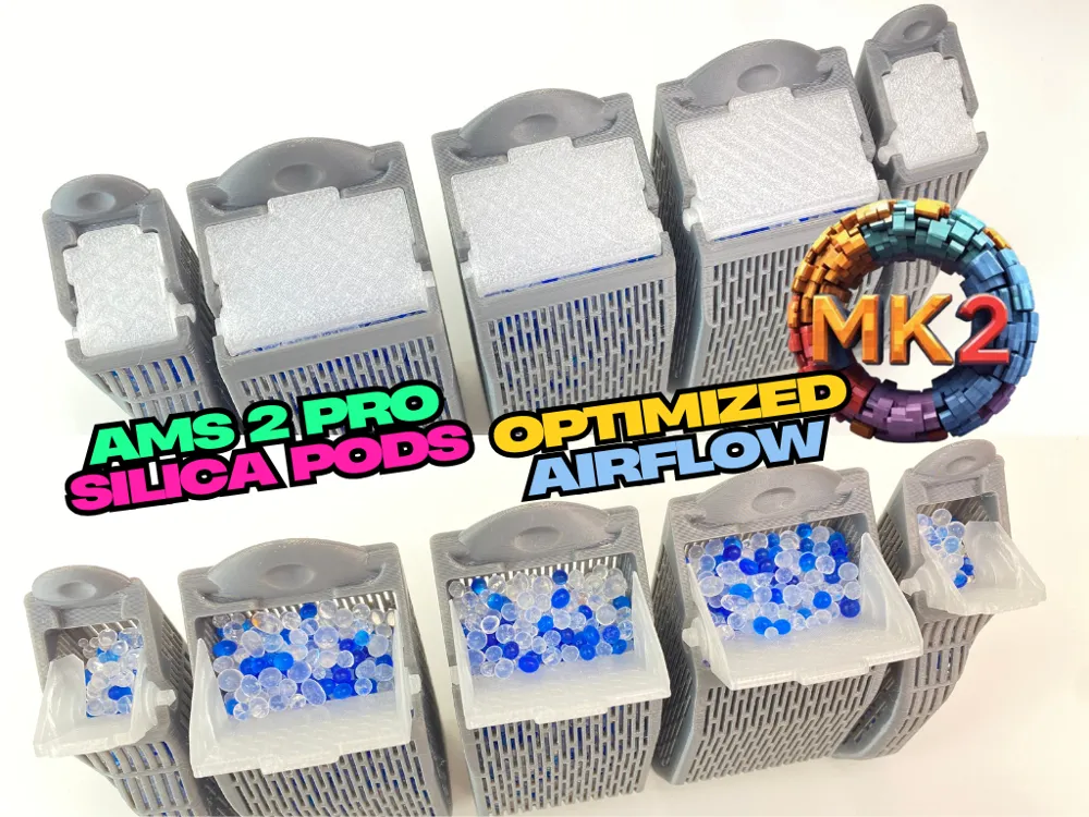 AMS 2 Pro Silica Gel Desiccant Holder Pods MK2 - Free 3D Print Model ...