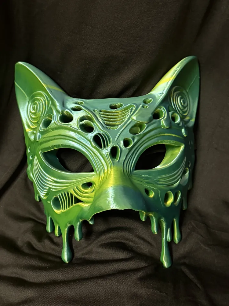 Drippy Kitty Mask / Wall Art - Free 3D Print Model - MakerWorld