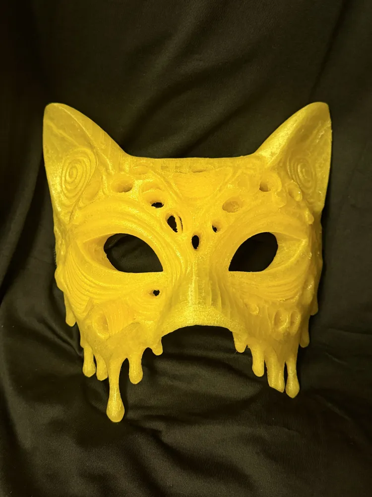 Drippy Kitty Mask / Wall Art - Free 3D Print Model - MakerWorld