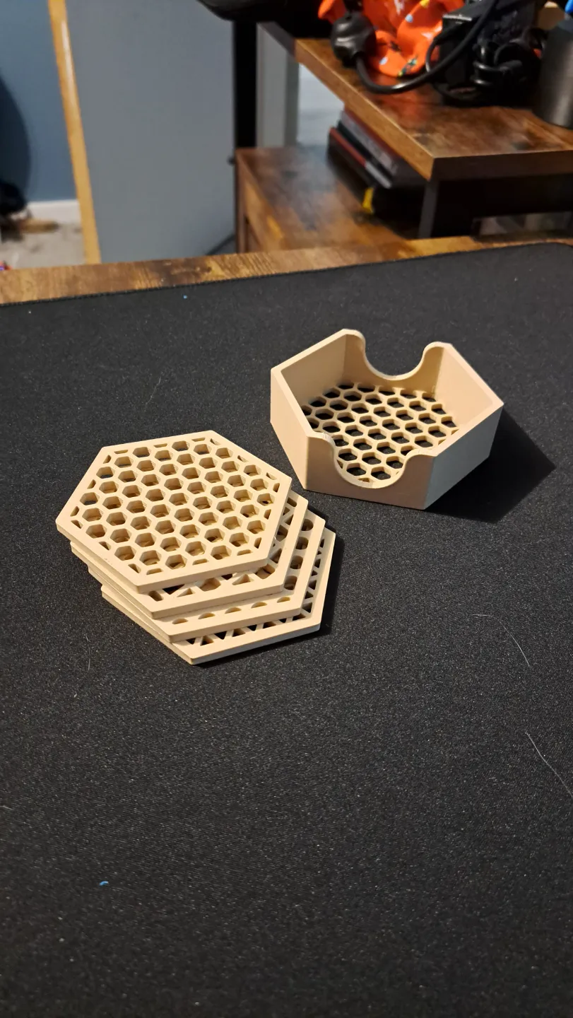 Hexagon Coaster set with holder by Ilse Hoogendijk - MakerWorld