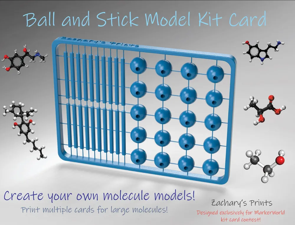 Chemistry Ball and Stick Model Kit Card by Zachary's Prints - MakerWorld