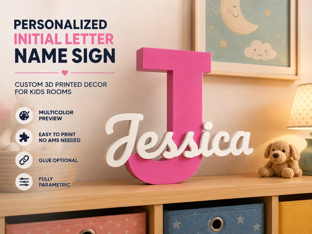 Personalized Initial & Name Sign | Customizable - Free 3D Print Model ...
