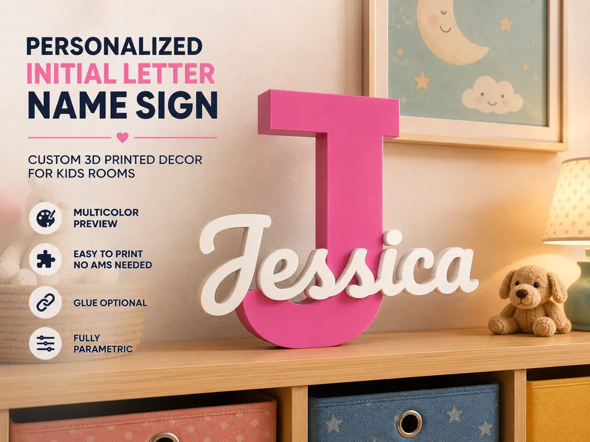 Personalized Initial & Name Sign | Customizable - Free 3D Print Model ...