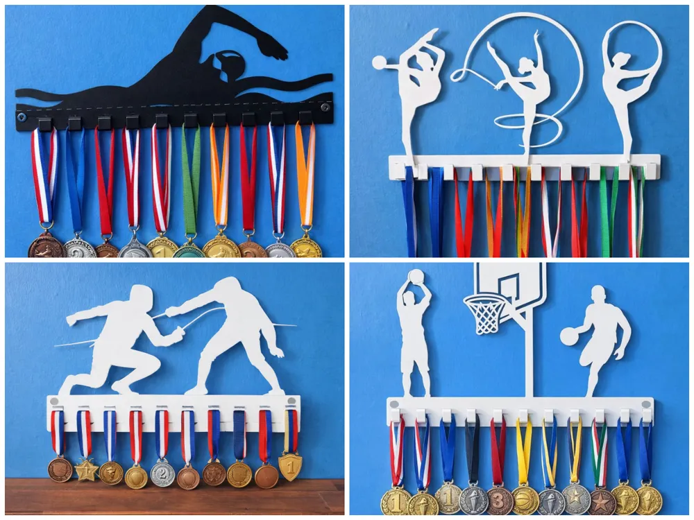 Medal Hanger-Swim, Basketball, Gymnastics, Fencing - Free 3D Print ...