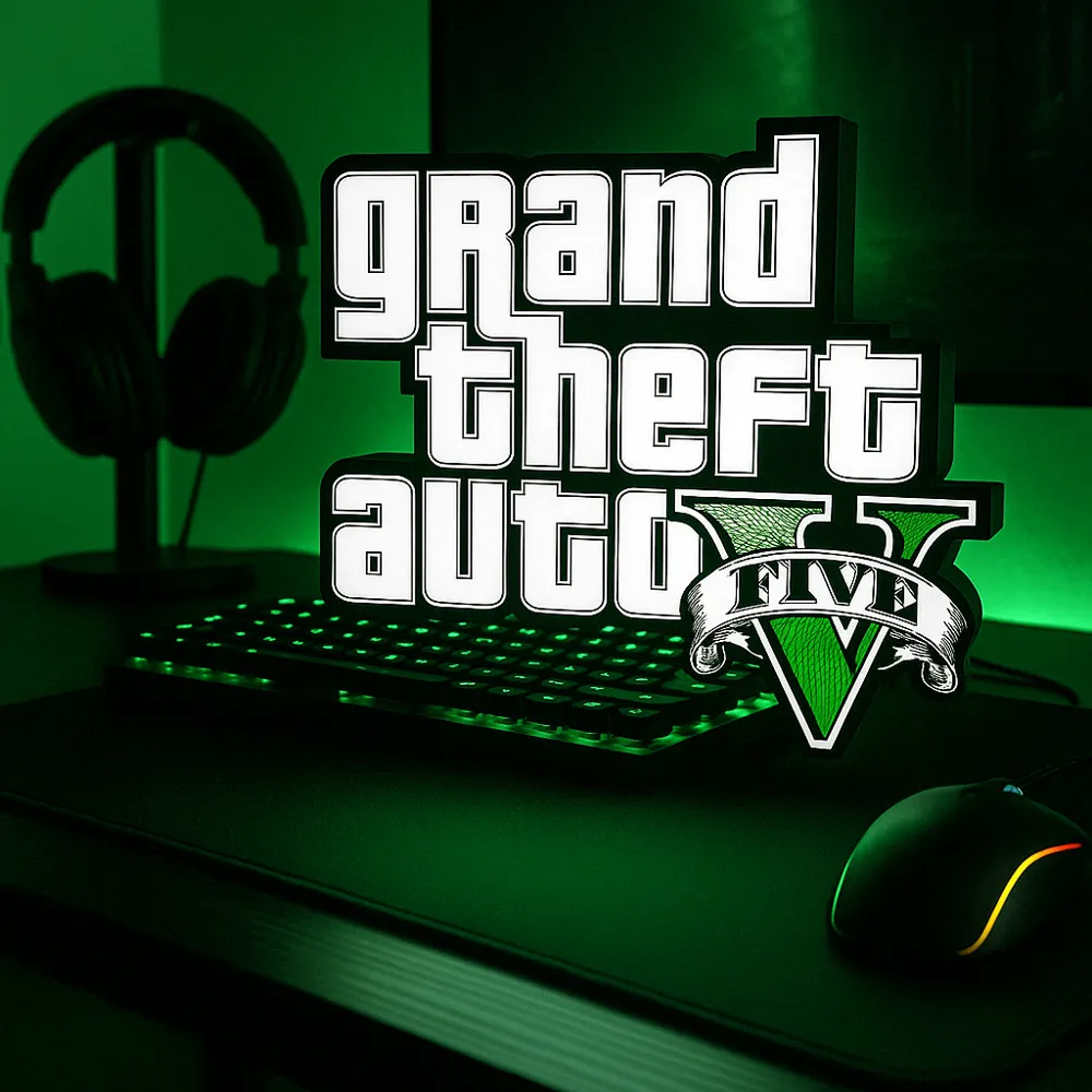 GTA V Logo Lightbox – 3D Printable Wall Lamp - Free 3D Print Model ...