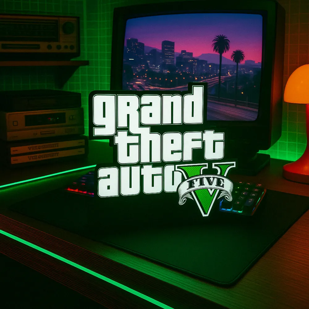 GTA V Logo Lightbox – 3D Printable Wall Lamp - Free 3D Print Model ...