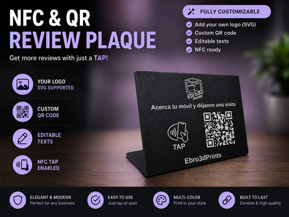 NFC+QR code Display - Add your logo in SVG format - Free 3D Print Model ...