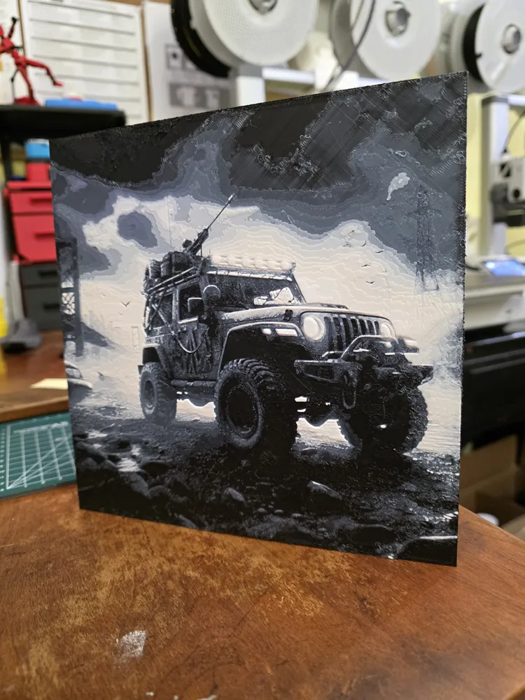 Apocalyptic Jeep HueForge V3 - Free 3D Print Model - MakerWorld