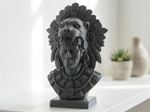 Detailed Inca Warrior Bust with Jaguar Headdress - Free 3D Print Model ...