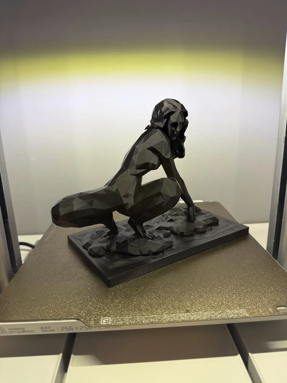 Low Poly Crouching Woman Statue - Free 3D Print Model - MakerWorld