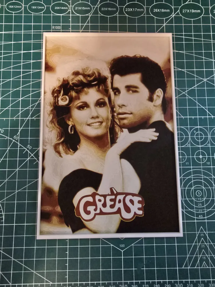 Grease Movie Poster - Hueforge Art - Free 3D Print Model - MakerWorld