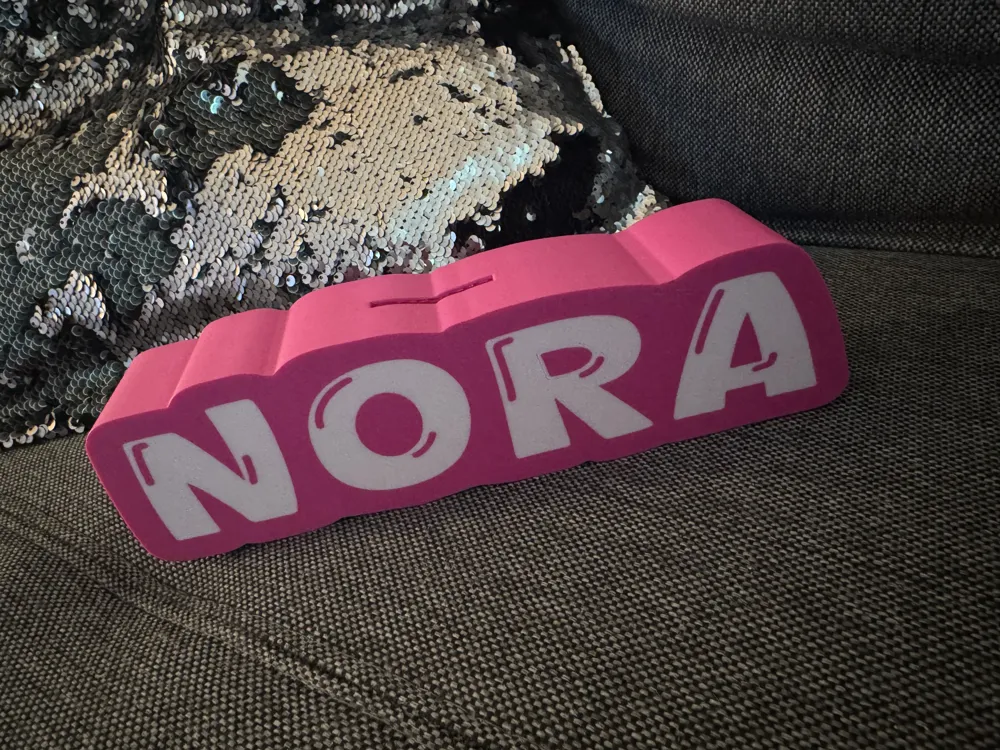 piggy bank, personalized Name money boxes Nora by baumgart05 MakerWorld ...