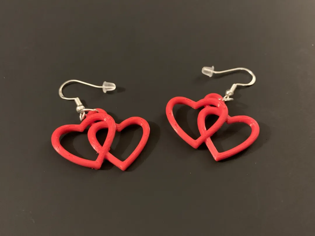 Double Heart Earing Set - Free 3D Print Model - MakerWorld