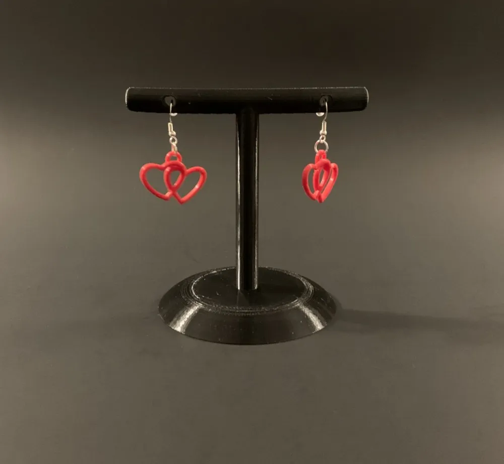 Double Heart Earing Set - Free 3D Print Model - MakerWorld