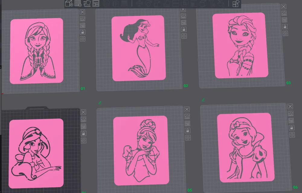 Stencil Disney Princesses Large Edition by LorenzCR - MakerWorld