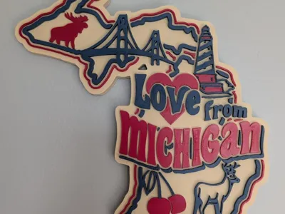 Love from Michigan Wall decor by Michigan Mitten Designs MakerWorld ...
