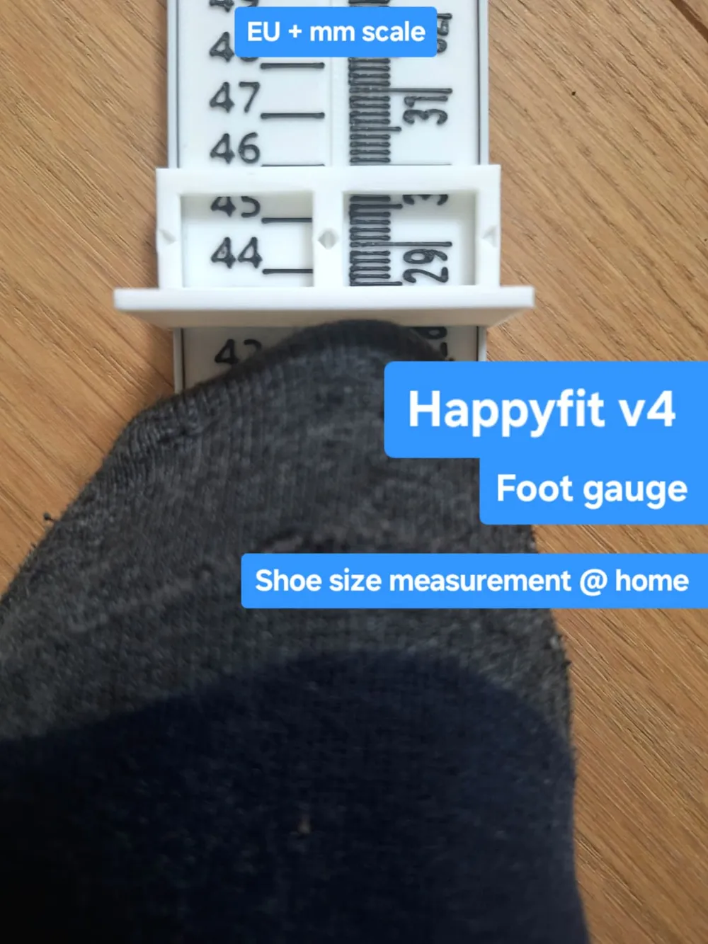 Foot & Shoe Size Measurement @Home - HappyFit v4 - Free 3D Print Model ...