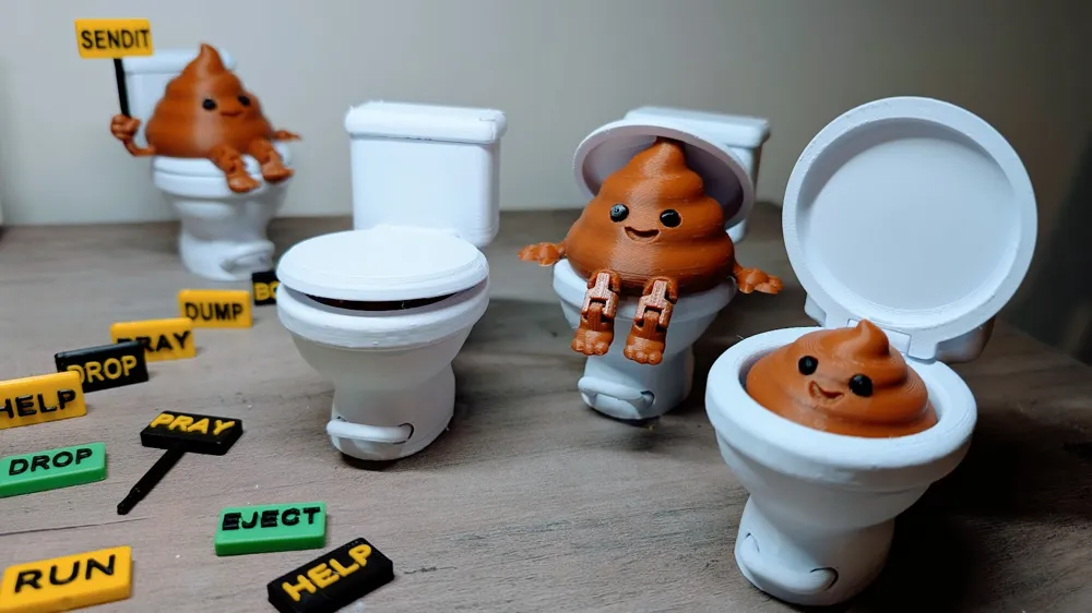 Cute Toilet Poop Buddy Set – Clicker, Storage! by Spandolage3D ...