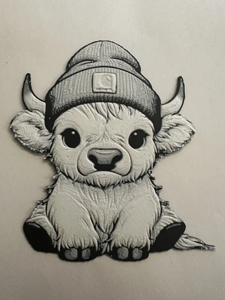 Highland cow Hueforge - Free 3D Print Model - MakerWorld