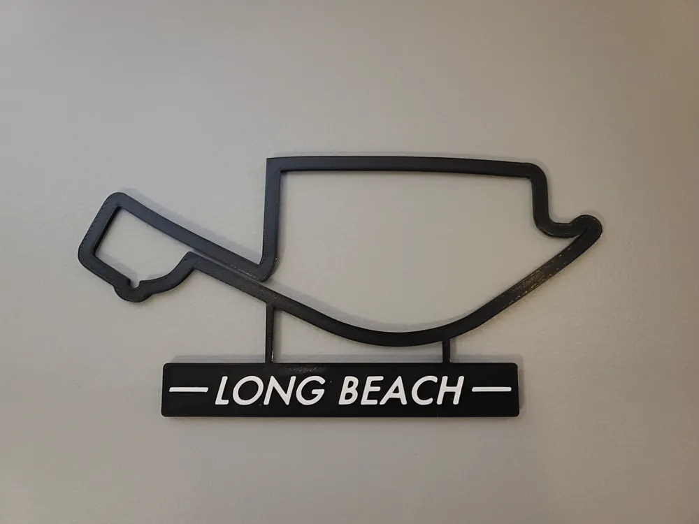 Long Beach Track Map with Nameplate Wall Art by dakjones82 - MakerWorld