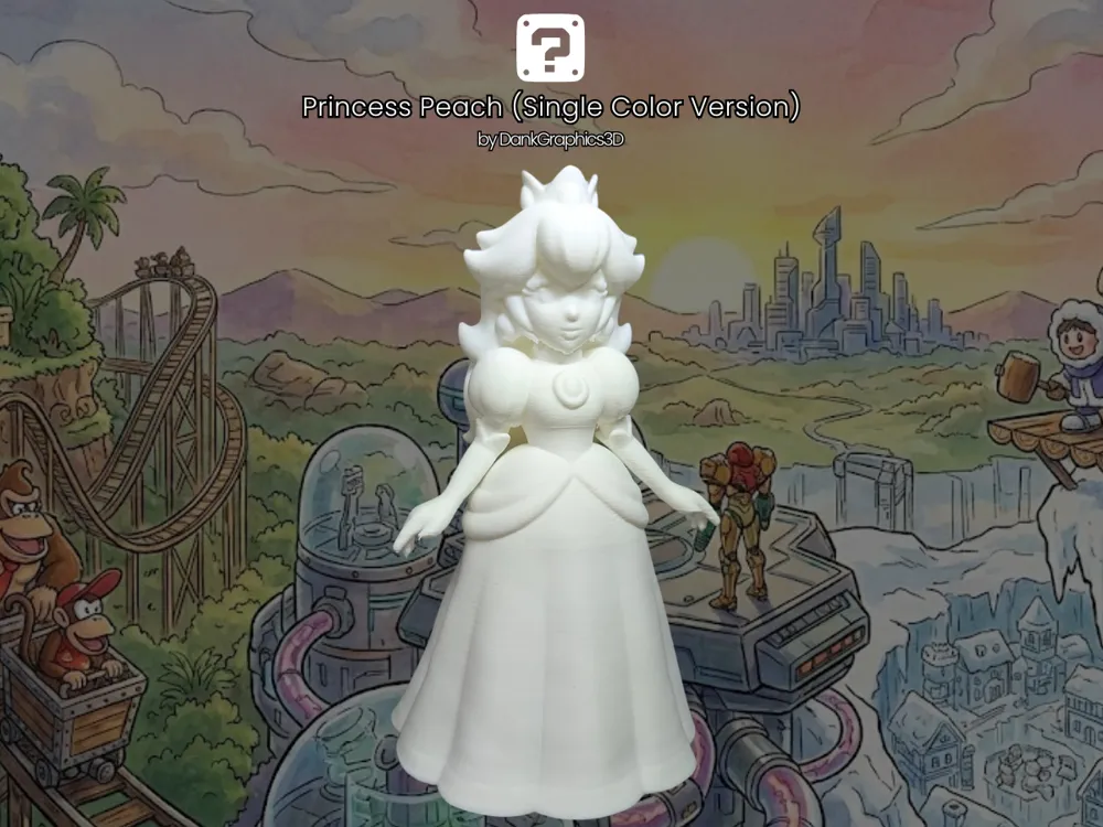Princess Peach - Single Color - Free 3D Print Model - MakerWorld