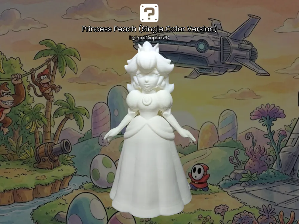 Princess Peach - Single Color - Free 3D Print Model - MakerWorld