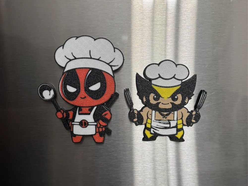 Chef Deadpool & Wolverine Fridge Magnets by Visions Built MakerWorld ...