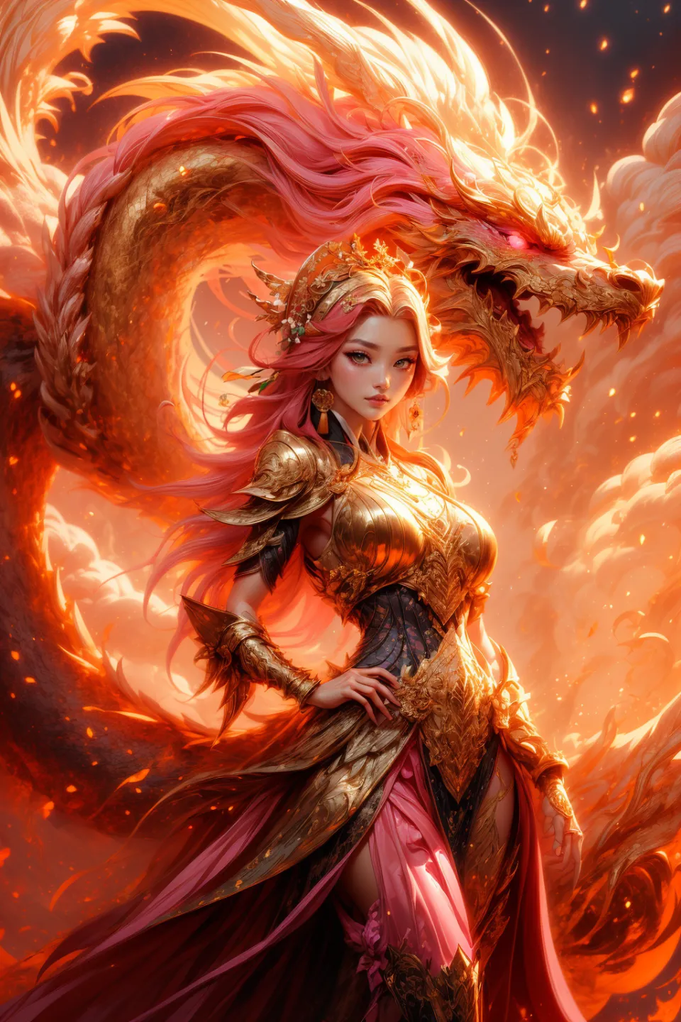 Red Dragon Girl - Hueforge by suaimondi - MakerWorld