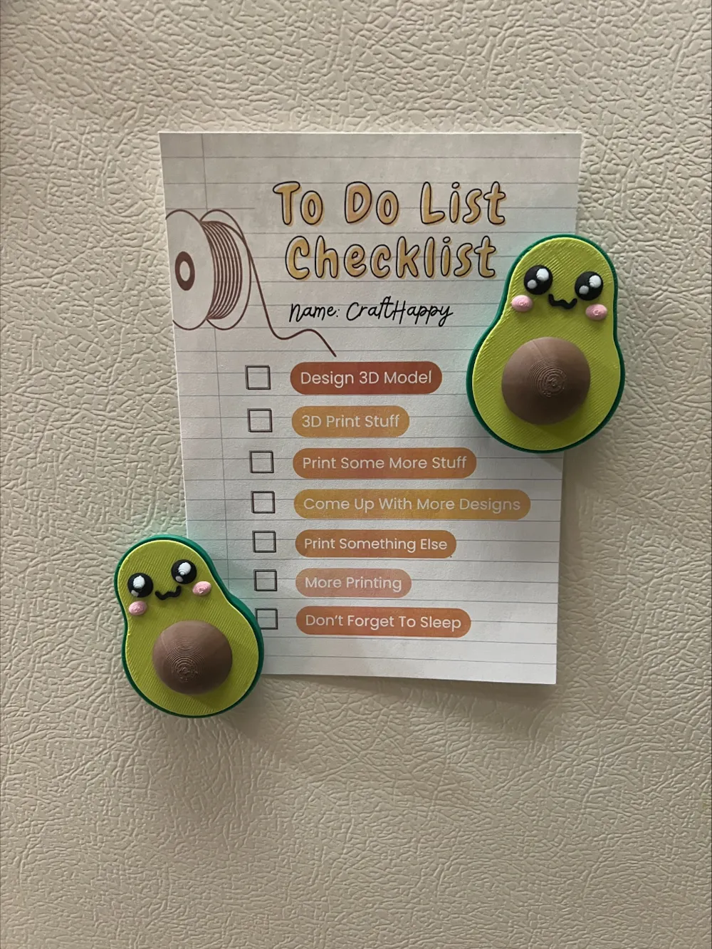 Kawaii Avocado Magnet and Keychain by CraftHappy - MakerWorld