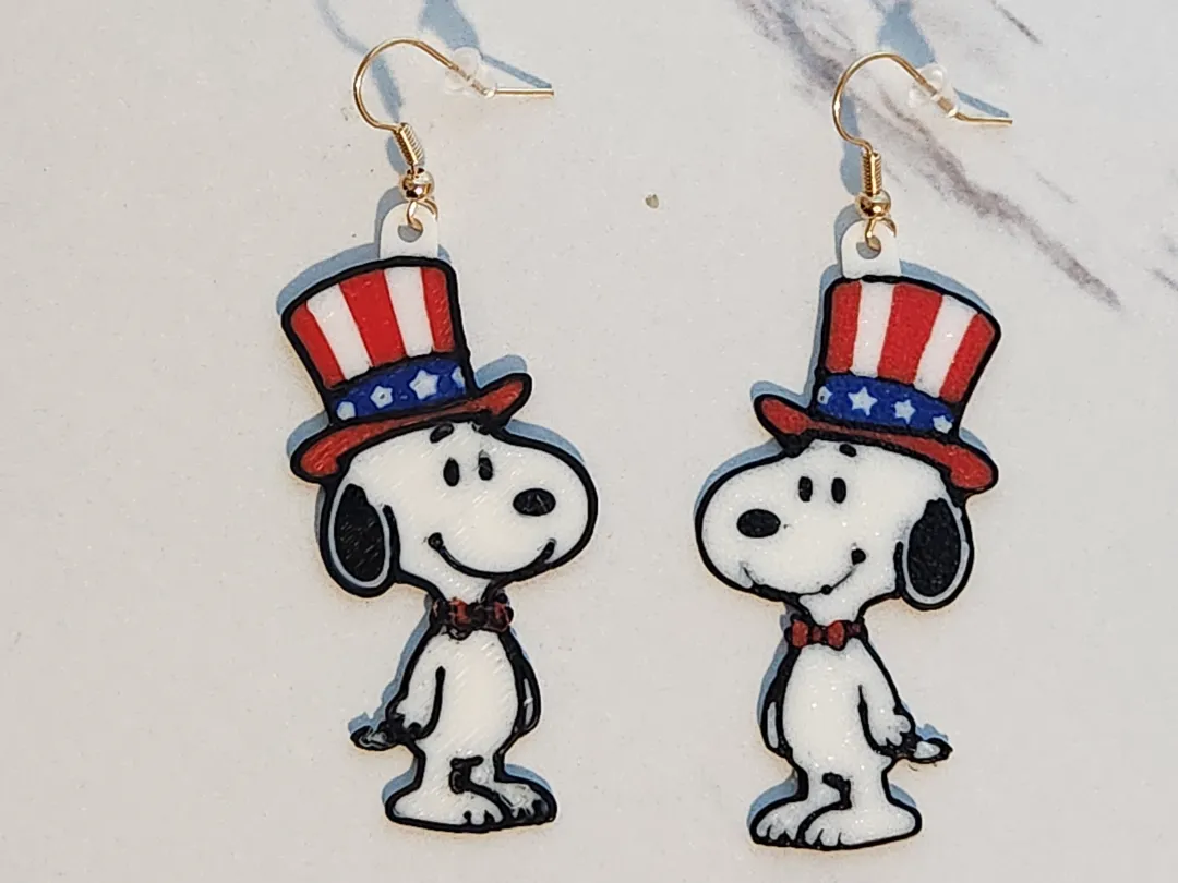 Patriotic Snoopy Earrings - Free 3D Print Model - MakerWorld