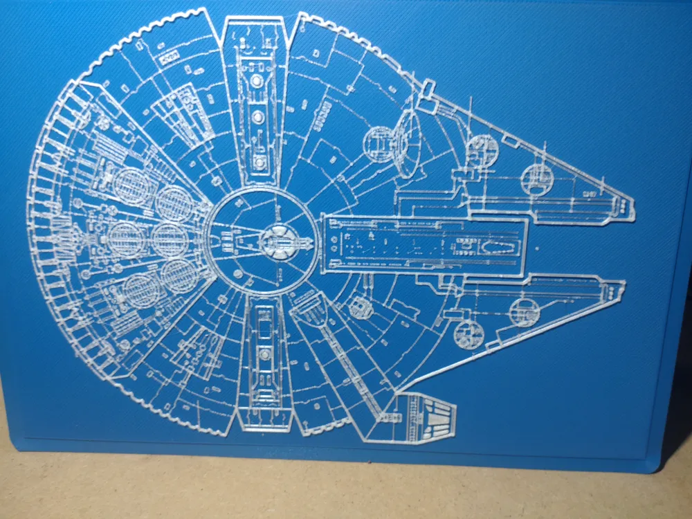 Millennium Falcon blue print HueForge by Seb - MakerWorld