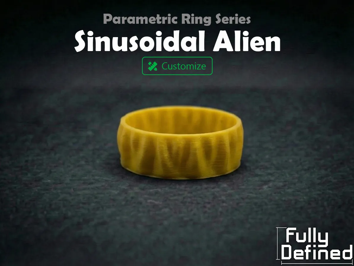 正弦外星人 ~ 参数化戒指系列 - 免费 3D 打印模型 - MakerWorld