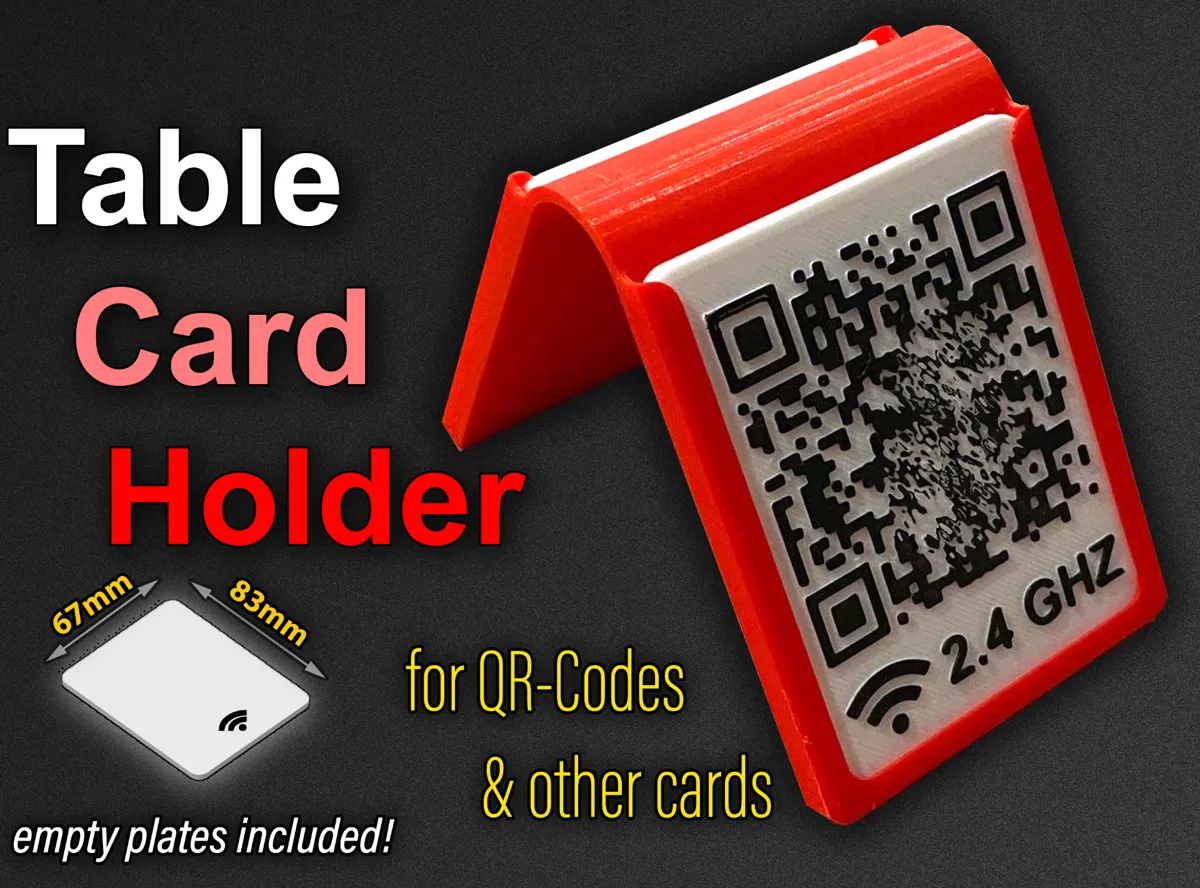 Table Card Holder with plates for QR-Codes - Free 3D Print Model ...
