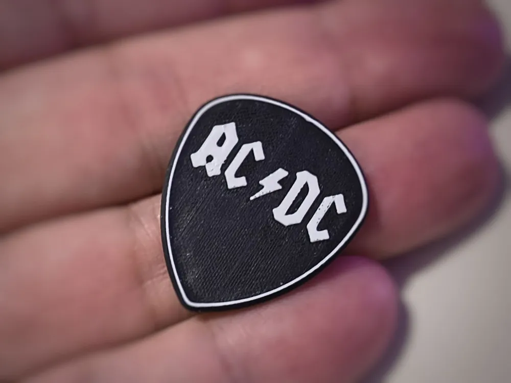 Pick - Plectrum AC-DC logo - various thicknes - Free 3D Print Model ...
