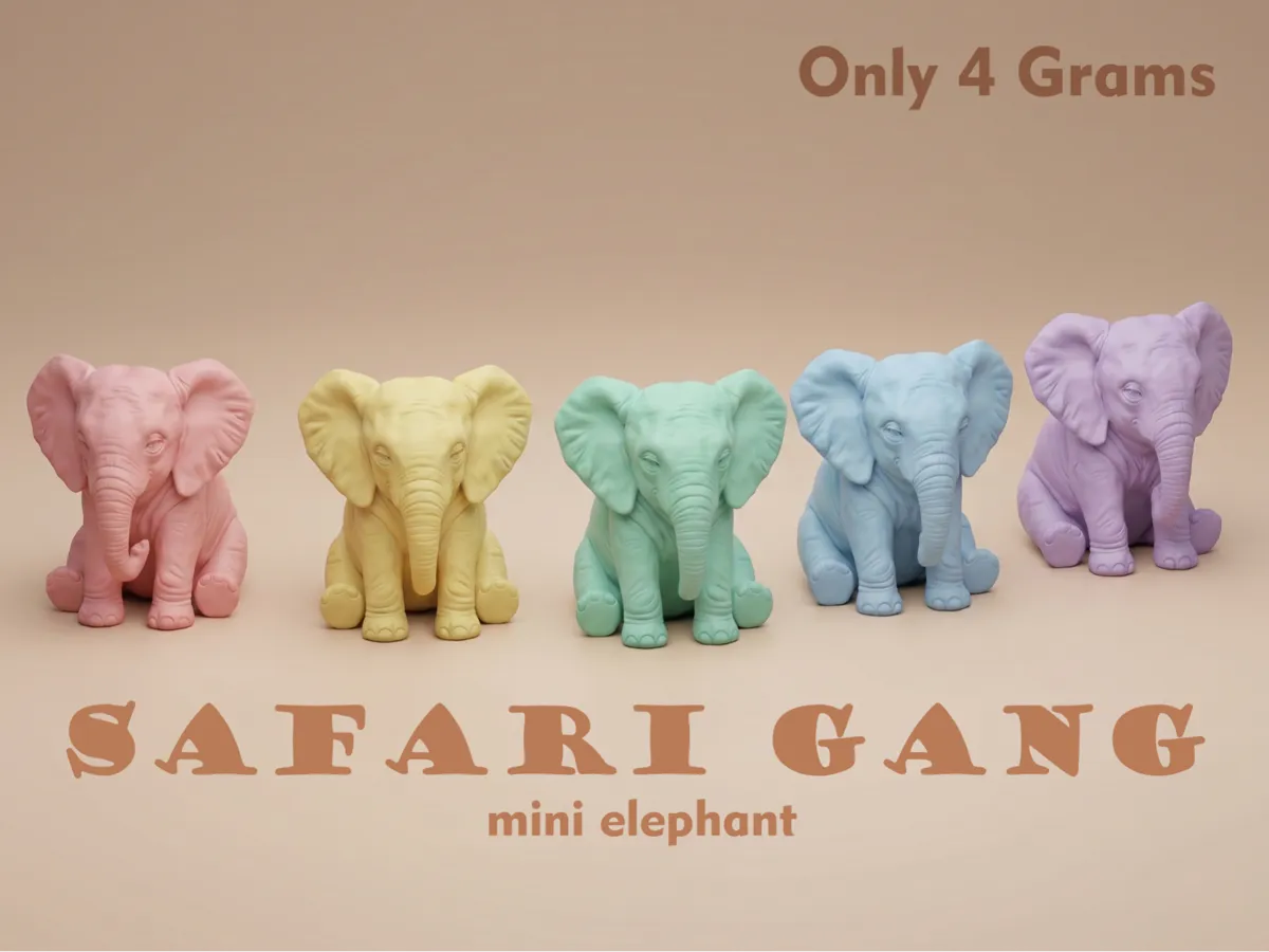 Safari Gang, Mini Elephant, Only 4 Grams - Free 3D Print Model - MakerWorld