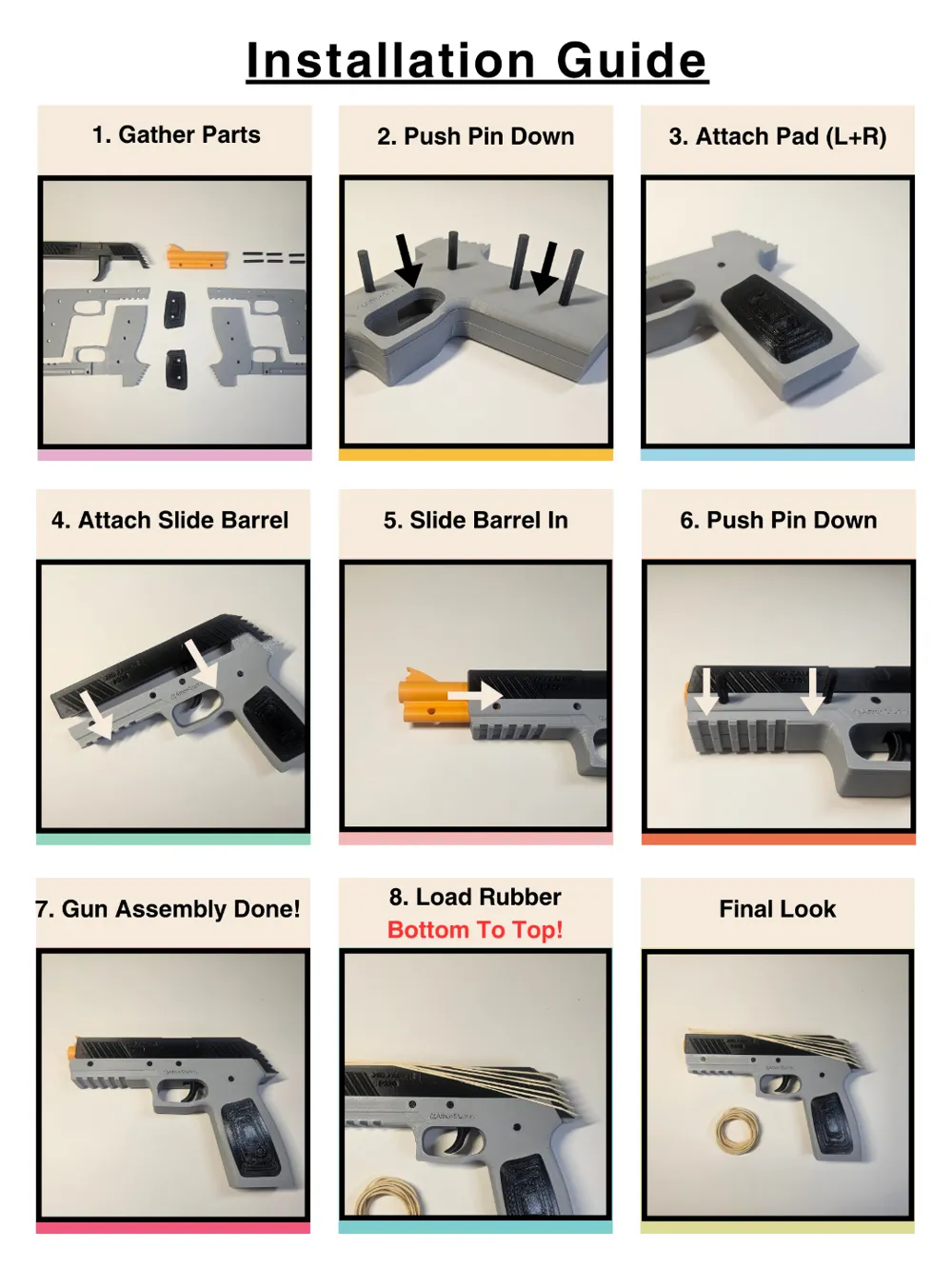 Semi-Automatic Rubber Band Gun (Sig Sauer P320) - Free 3D Print Model ...