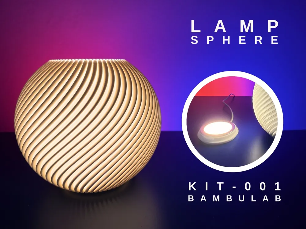LAMPSHADE SPHERE for Bambu Lab KIT-001 - LED LAMP - Free 3D Print Model ...