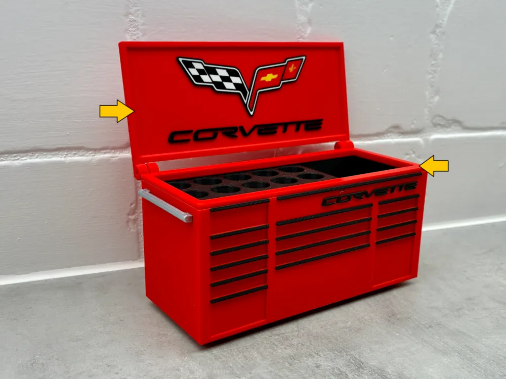 Lid - Chevrolet Corvette Inspired Toolbox desk pen - Free 3D Print ...