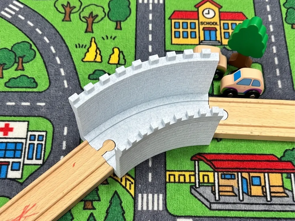 Castle Wall Curve 45° for Wooden Railway Brio, Hape.. - Free 3D Print ...