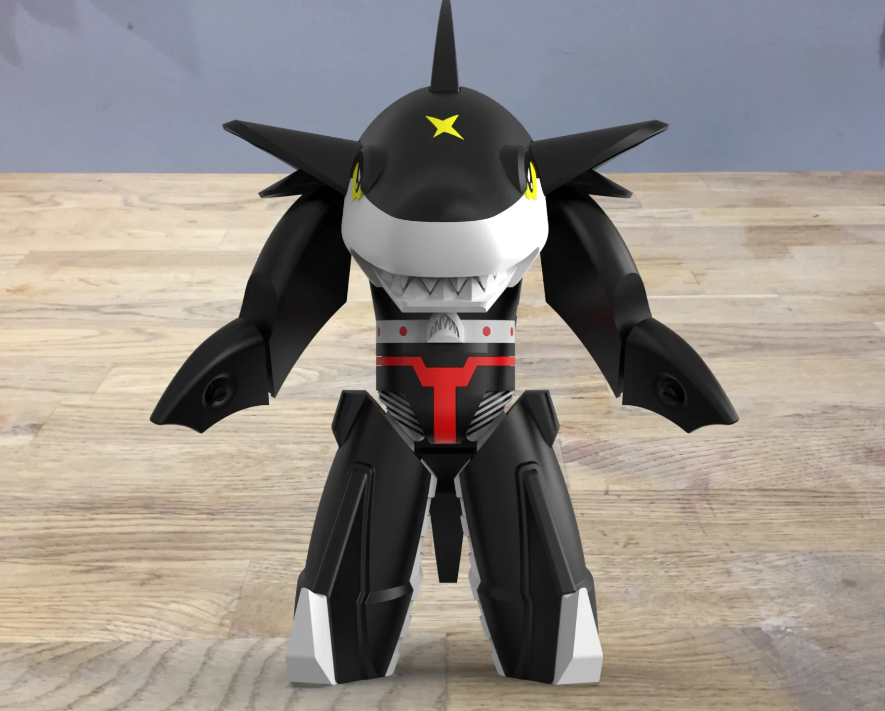 Assembled Iron Armor Little Treasure Shark Chili, all joints are ...