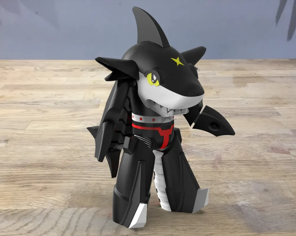 Assembled Iron Armor Little Treasure Shark Chili, all joints are ...