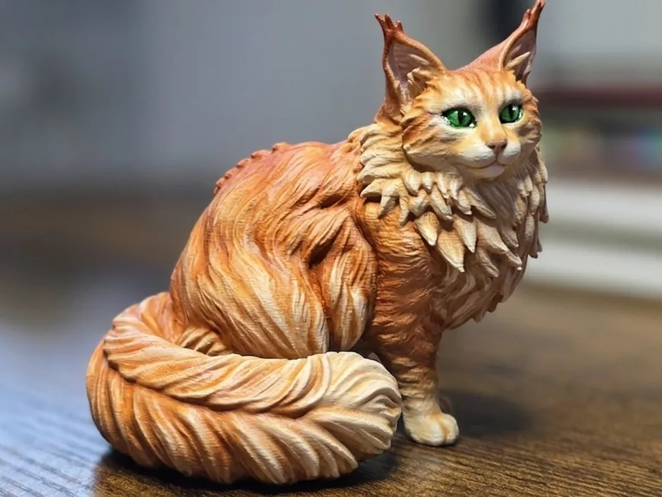 Wunderschöne ausmalbare Maine Coon Katze – Kostenloses 3D-Druckmodell ...