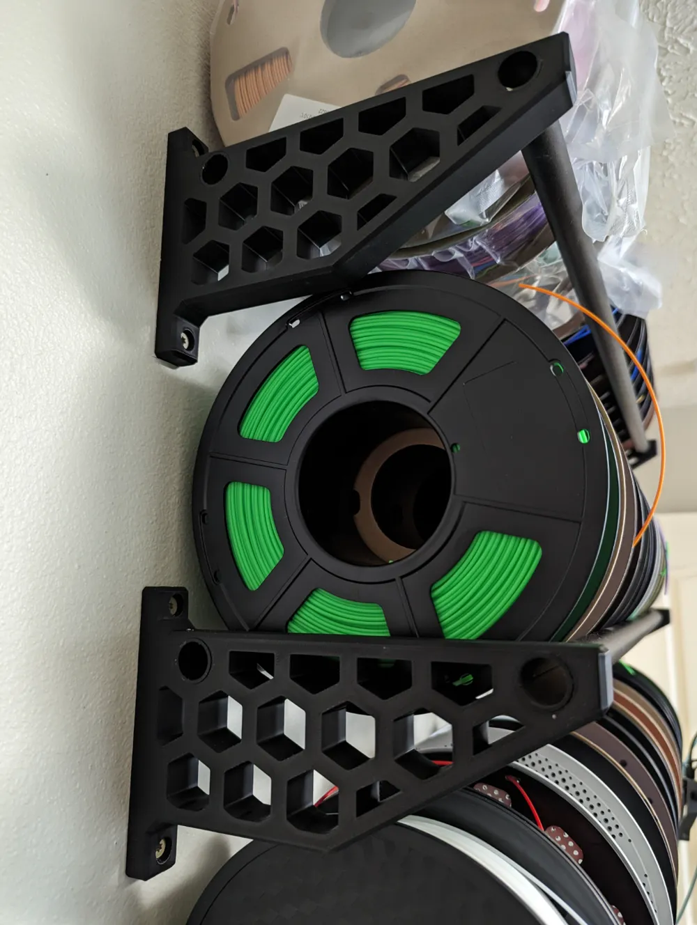 honeycomb filament shelf brackets for 19.2mm rod - Free 3D Print Model ...