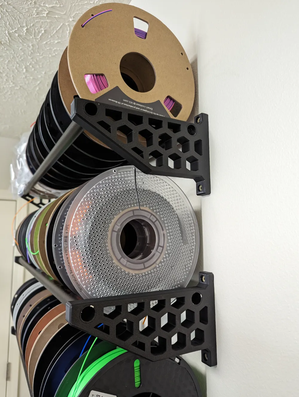 honeycomb filament shelf brackets for 19.2mm rod - Free 3D Print Model ...