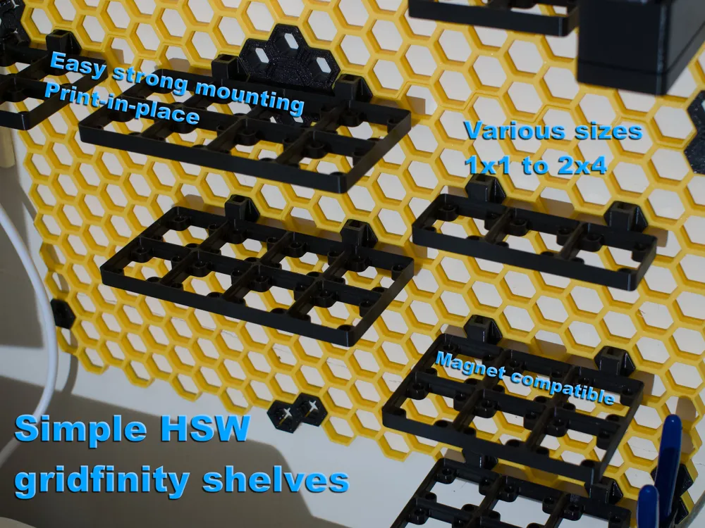 Honeycomb storage wall Gridfinity shelves - Free 3D Print Model ...
