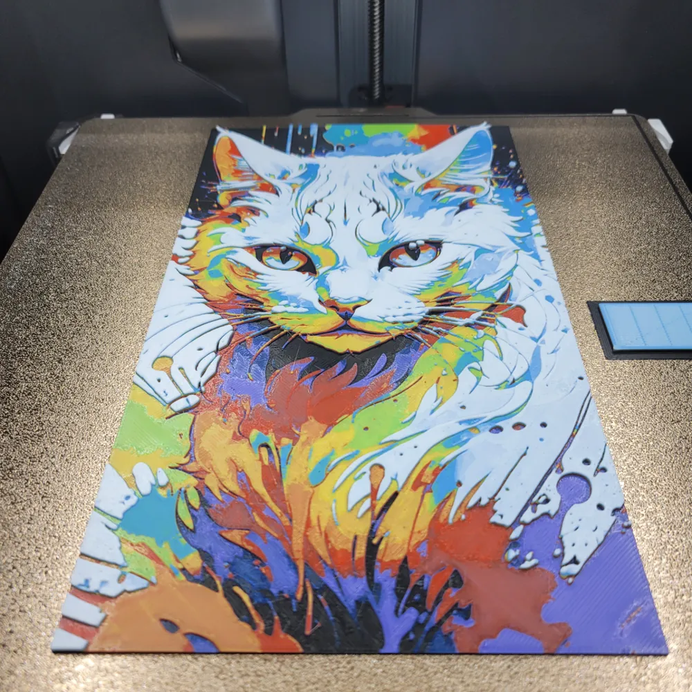 Painter cat 2, colorful cat - Hueforge 134x235 by Vincent111 - MakerWorld