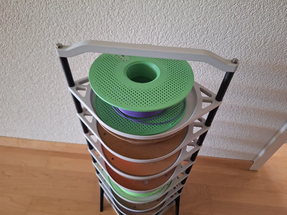 Filament Spool Stand / Holder, stackable by MiBu88 MakerWorld: Download ...