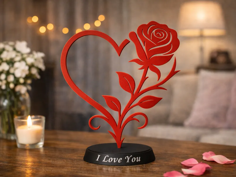 Valentine Rose (Custom Text) - Free 3D Print Model - MakerWorld