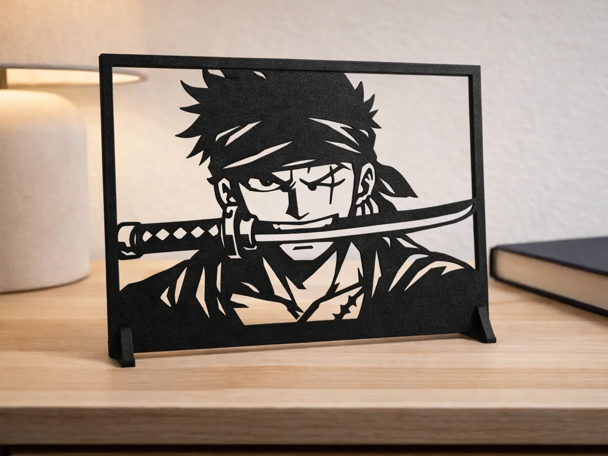 quadro zoro one piece silhouette wall art NO AMS - Free 3D Print Model ...