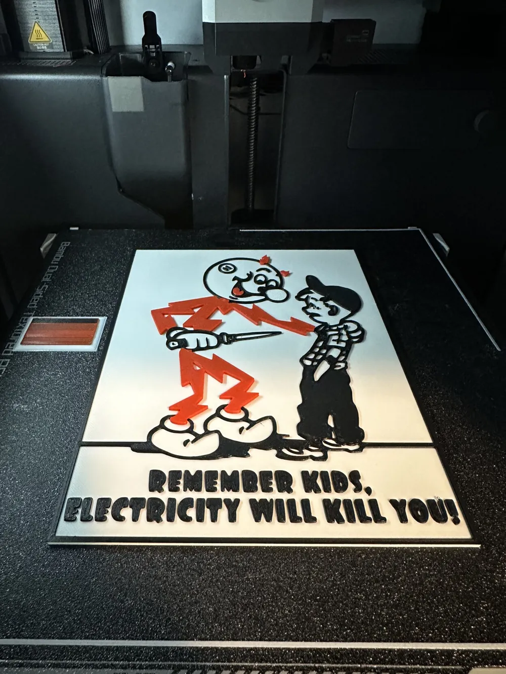 Electricity Will Kill You Sign - For MMU / Bambulab AMS Remixed by ...